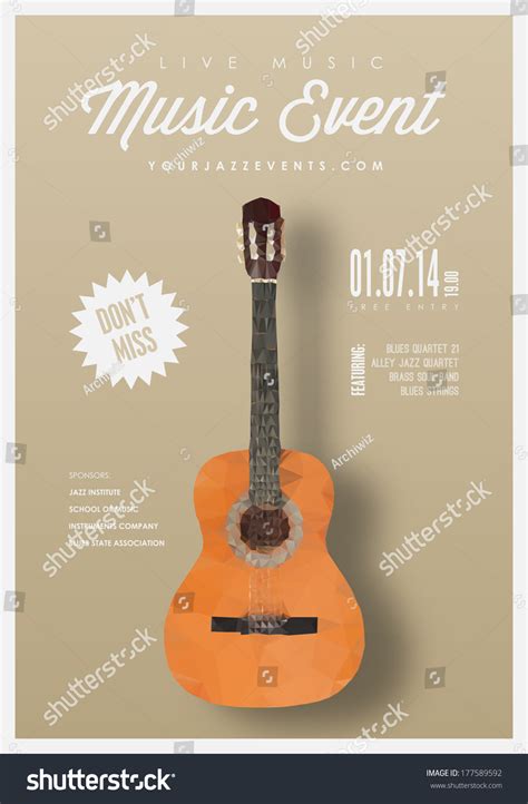 Music Poster Background Template Guitar Made Stock Vector Royalty Free