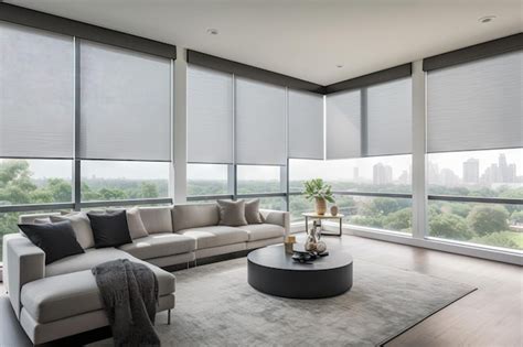 Premium Ai Image Room With Automated Blinds Shades And Curtains For A Sleek Modern Look