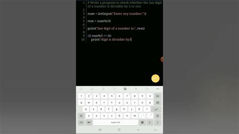 Python Program To Check Whether The Last Digit Of A Number Is Divisible By 3 Or Not Youtube