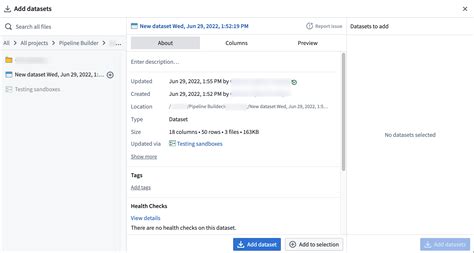 Pipeline Builder • Input Datasets • Add Datasets • Palantir