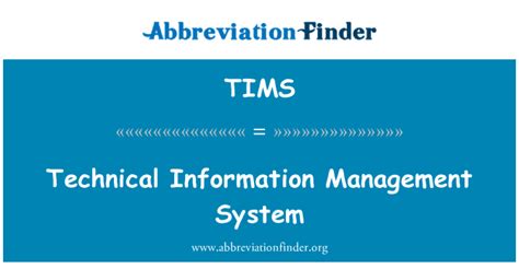 Tims Stands For Technical Information Management System Abbreviation Finder
