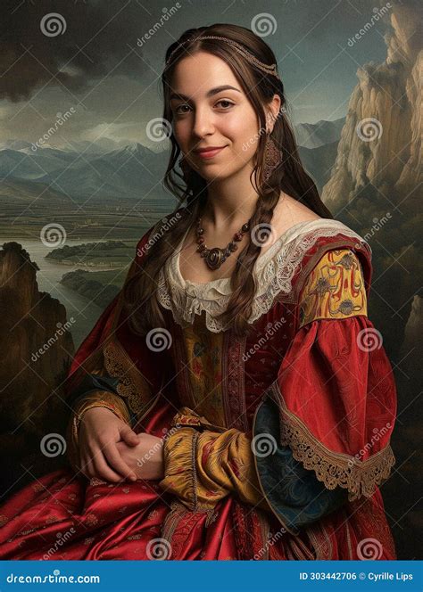 Ai Generated Portrait In The Style Of The Mona Lisa Stock Illustration