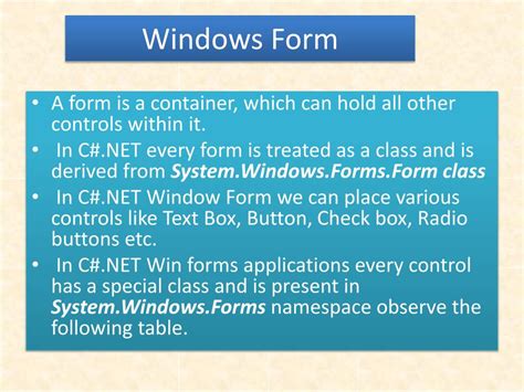 ppt introduction to windows forms application powerpoint presentation
