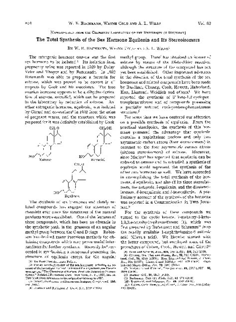 Pdf The Total Synthesis Of The Sex Hormone Equilenin And Its
