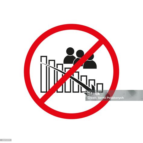 감소하는 막대 차트와 사람 아이콘이 있는 금지 기호입니다 거부 개념이 없습니다 감소에 대한 스톡 벡터 아트 및 기타 이미지 감소 개념 검은색 Istock