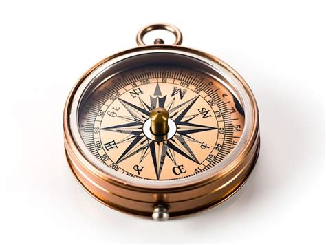 Compass Pointing North Direction And Purpose Isolated On White