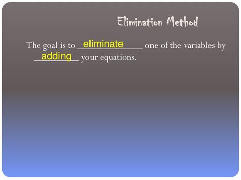 PPT Solving Systems Using Elimination Method PowerPoint Presentation ID