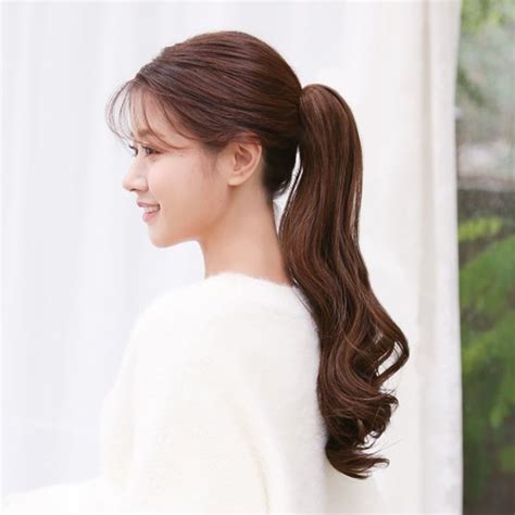 집게핀 포니테일 부분 가발 롱 루즈웨이브