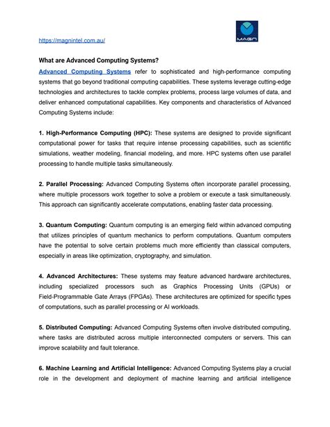what are advanced computing systemsed computing systems by magnintel