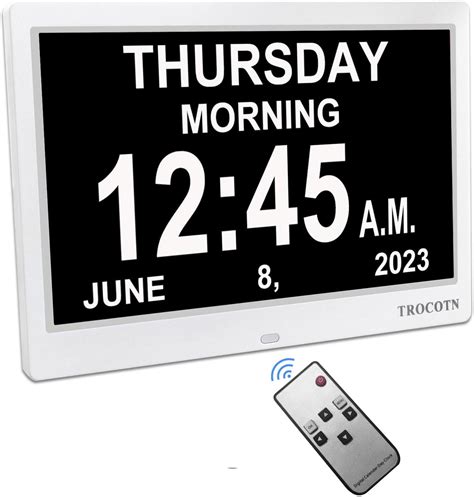 Trocotn 10 Inchs Digital Clock Large Display Alarm Clock Wall Clock White Home