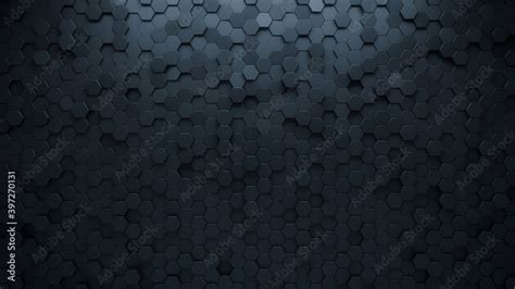 Futuristic High Tech Dark Background With A Hexagonal Cellular Structure Wall Texture With A