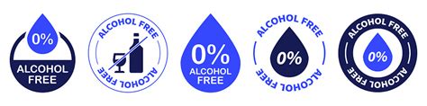 알코올 무료 아이콘 벡터 세트입니다 알코올 엠블럼 제로 알코올 라벨 0 무알콜 안전한 제품에는 알코올이 포함되어 있지 않으며 0 기호가 포함되어 있습니다 피부와 몸 배려