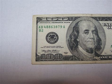 100 Dollar Bill Offset Misprint 1996 Circulated 3779818250