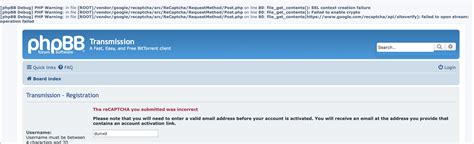 Website Forums Registration ReCAPTCHA Is Broken Issue Transmission Transmission GitHub