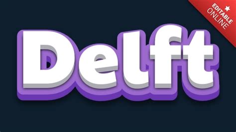 Delft White Purple 3d Text Effect Generator
