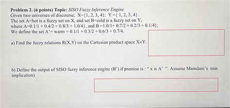 Solved Problem 2 6 ﻿points ﻿topic Siso Fuzzy Inference