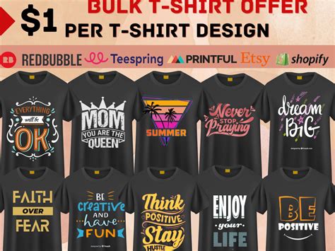 Bulk Trending Typography T Shirt Designs For Merch Or Teespring Upwork