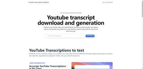 Youtube Transcripts By Editbyai Reviews Features Pricing And Alternatives Aitoolnet