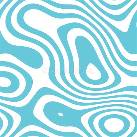 Monochromatic Seamless Line Art Pattern In Blue Color Over White Background Stock Illustration