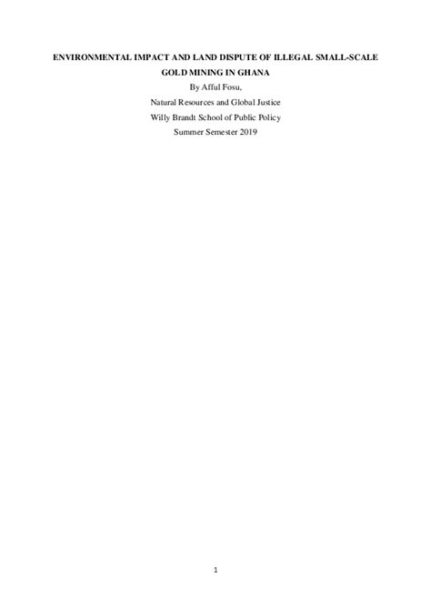 Doc Environmental Impact And Land Dispute Of Illegal Small Scale Gold