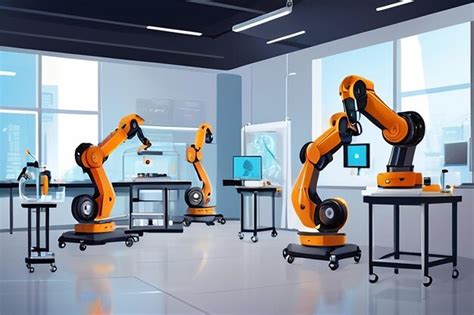 Premium Photo Programming And Controlling Robotics Lab Vector Flat