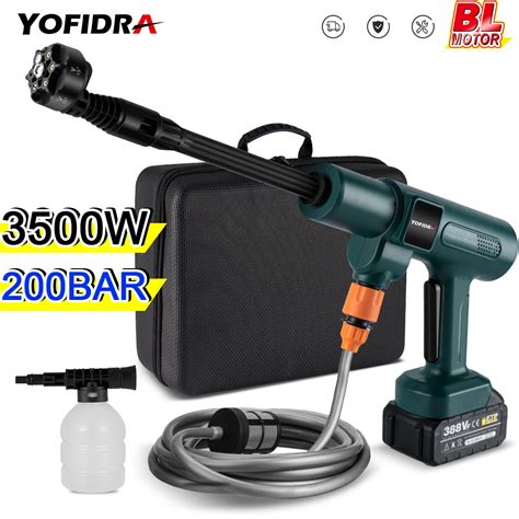 200bar 3500w 브러시리스 전기 고압 세척기 무선 세차 스프레이 건 마끼다 18v 배터리 가든 워터건
