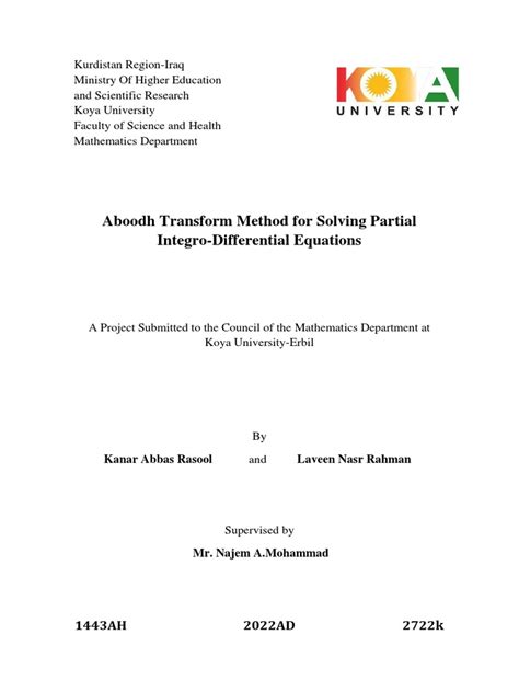 Aboodh Transform Method For Solving Partial Integro Differential Equations Download Free Pdf