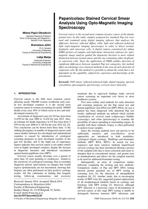 pdf papanicolaou stained cervical smear analysis using opto magnetic