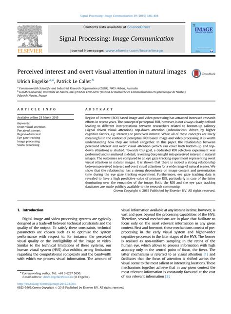 Pdf Perceived Interest Versus Overt Visual Attention In Image Quality Assessment