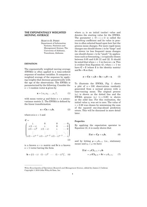 Pdf The Exponentially Weighted Moving Average