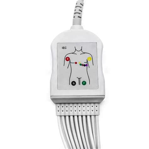 Ecg Medical Cable With Leadwires 10 Leads 10 Pins Clip Iec Ecg Eeg Ekg
