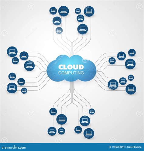 Cloud Computing Design Concept With Network Mesh Data Center And Connected Client Computers