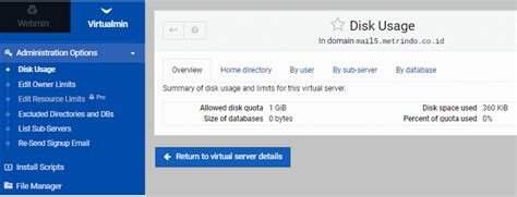 Administration Options Pada Virtualmin Pt Proweb Indonesia