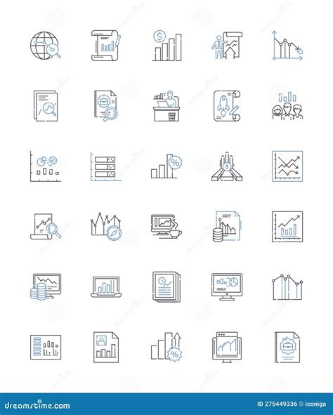 numerical data line icons collection statistics analysis figures