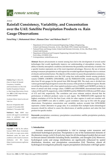 Pdf Rainfall Consistency Variability And Concentration Over The Uae Satellite Precipitation