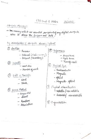 COA Unit 1 Coa Unit 1 Functional Units Of Digital System O A Computer Organization