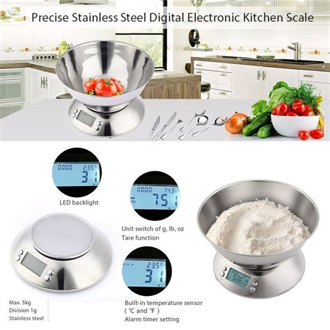 5kg Electronic Digital Kitchen Scale Weighing Food With Bowl Baking