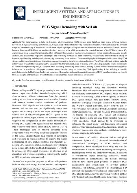 Pdf Ecg Signal Denoising With Scilab