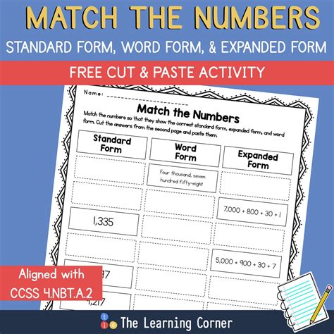 Representing Numbers Standard Form Word Form And Expanded Form The Learning Corner