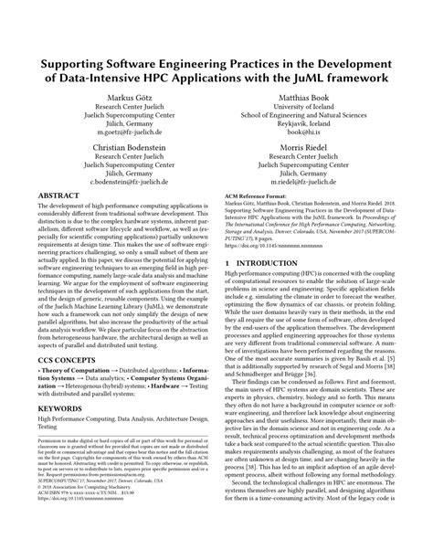 Pdf Supporting Software Engineering Practices In The Development Of Data Intensive Hpc