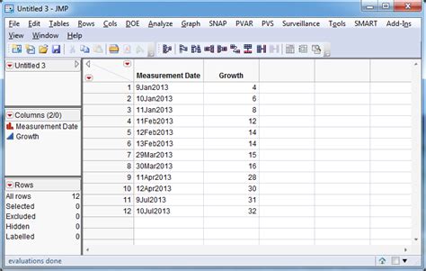 Solved Converting Date Categories To A Continual Date Axis Jmp User