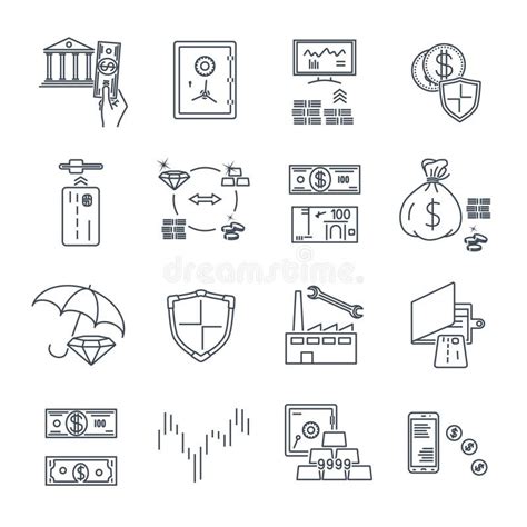 Set Of Thin Line Icons Business Finance Safe Stock Vector Illustration Of Finance Line