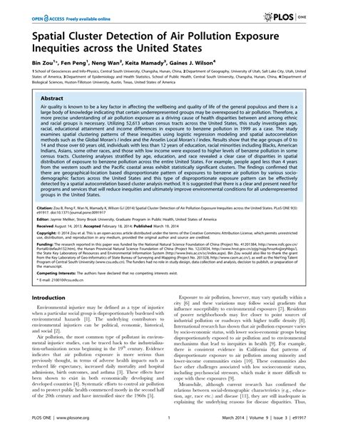Pdf Spatial Cluster Detection Of Air Pollution Exposure Inequities