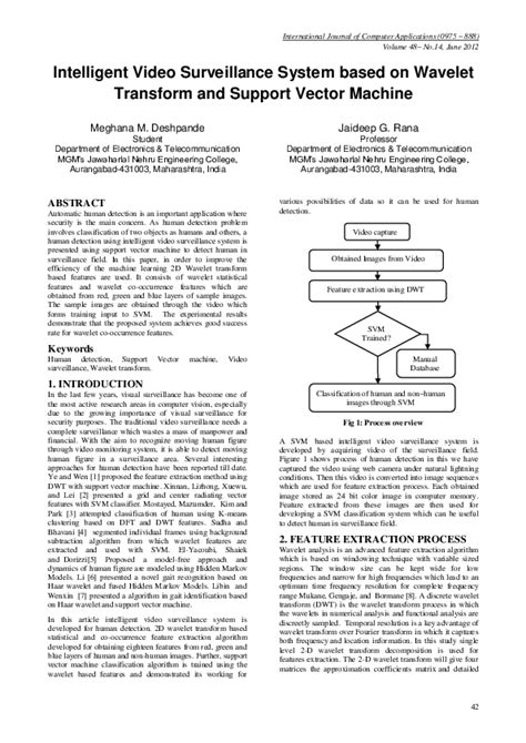 Pdf Intelligent Video Surveillance System Based On Wavelet Transform And Support Vector