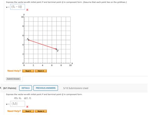 solved express the vector v with initial point p and