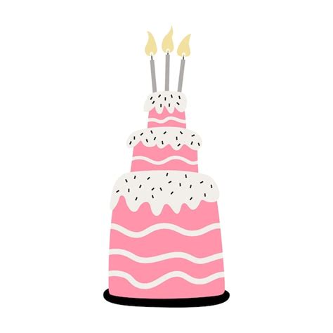 흰색 배경에 고립 된 레코딩 촛불 생일 케이크 프리미엄 벡터