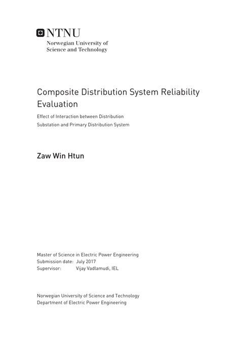 Pdf Composite Distribution System Reliability Evaluation Effect Of Interaction Between