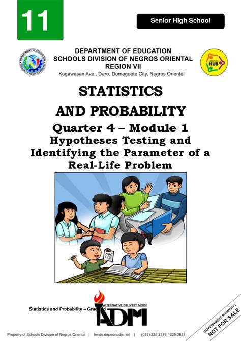 Stat Prob Q4 Module 1 11 STATISTICS AND PROBABILITY Quarter 4 Module 1 Hypotheses Testing