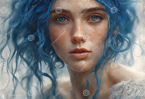 Beautiful Girl With Blue Hair Beautiful Girl With Blue Hair Portrait Of