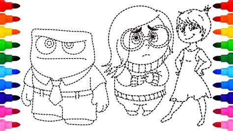 색칠놀이 인사이드 아웃 캐릭터 분노 기쁨 슬픔 점선 그림을 그리고 색칠하기 Coloring Inside Out Characters Anger Joy